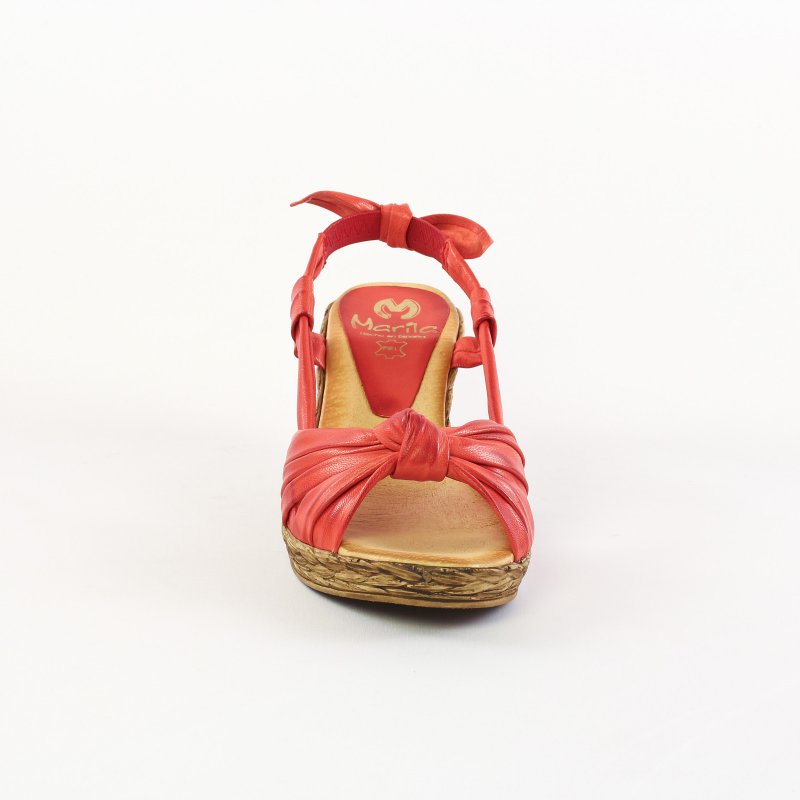 Marila 5000 Rojo | nu-pied compensés rouge printemps été chez TROIS PAR 3